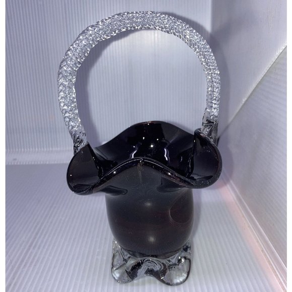 Fenton | Accents | Fenton Ruby Glass Wedding Basket Red Clear Handle ...